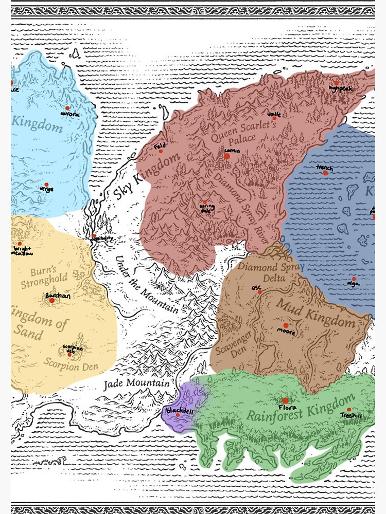 "Map of the kingdoms & major cities in Pyrrhia" Spiral Notebook by ...
