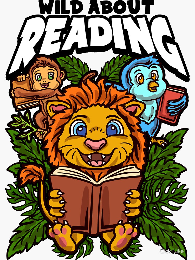 "Wild about Reading" Sticker by Click-Like | Redbubble