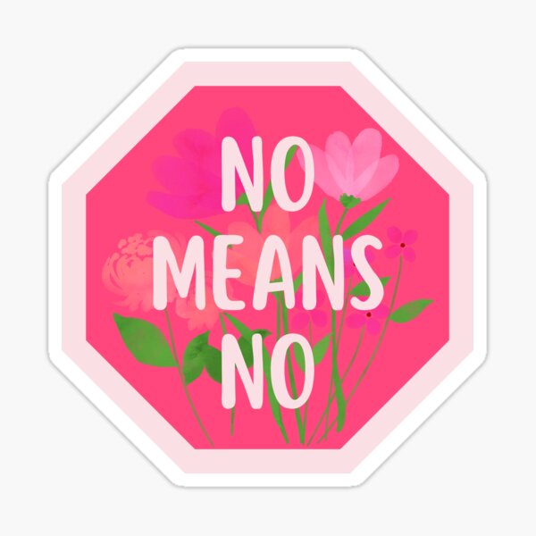 "NO MEANS NO - pink stop sign" Sticker by Colorful-Inspo | Redbubble