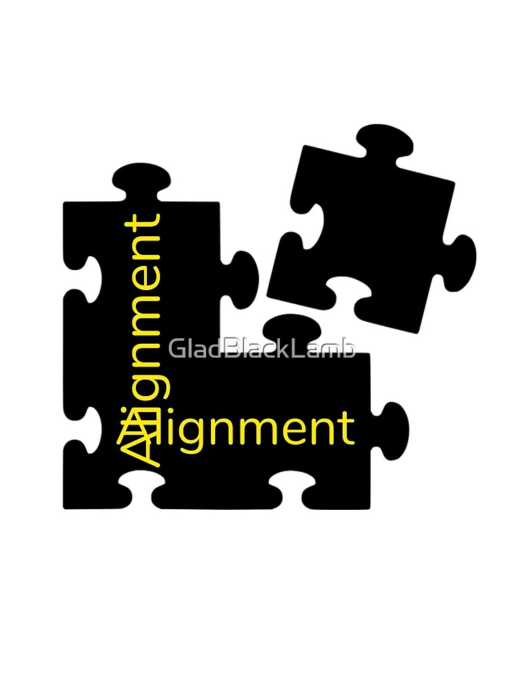 "Alignment--Black+Yellow Puzzle Pieces Graphic #1 (on White)" Poster ...