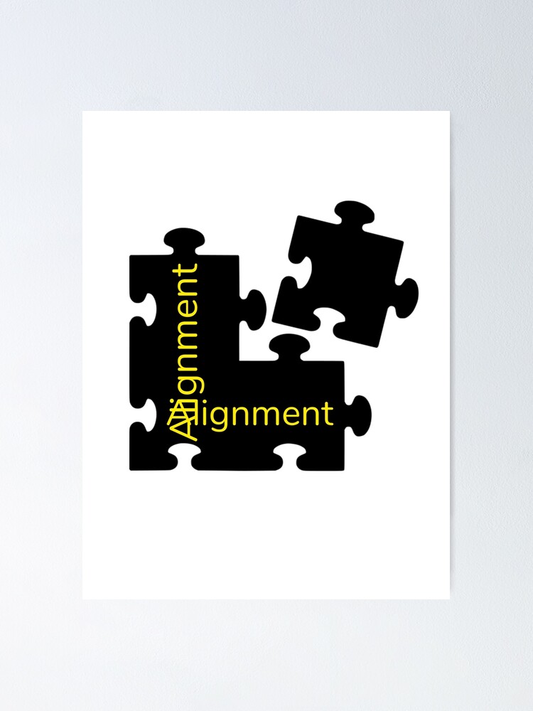 "Alignment--Black+Yellow Puzzle Pieces Graphic #1 (on White)" Poster ...