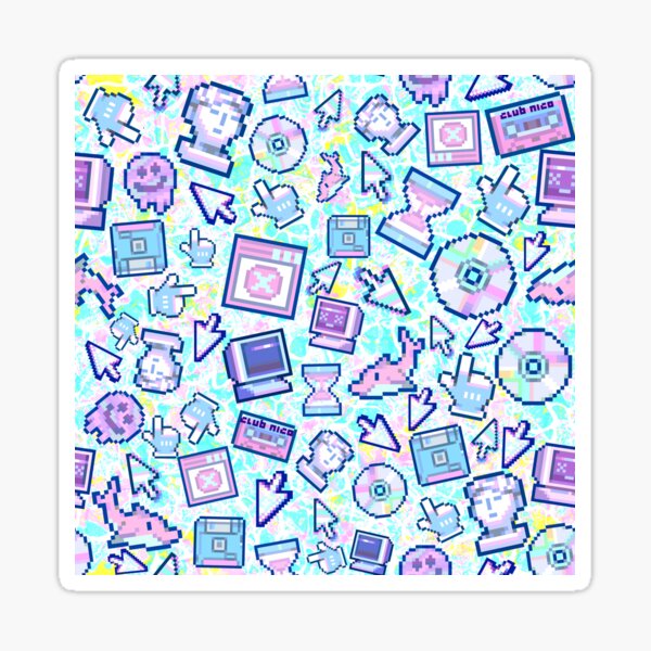 "Vaporwave Pixel Parade" Sticker by clubnico | Redbubble