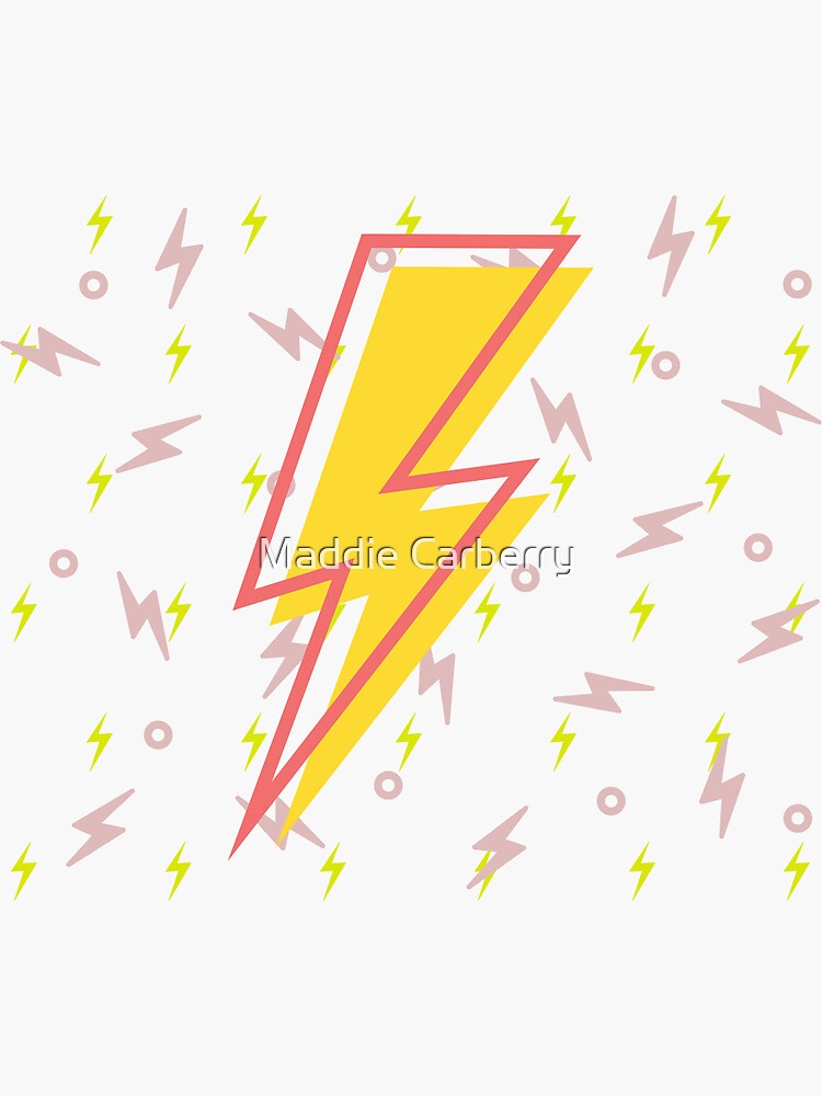 "80s Retro Lightning Bolt" Sticker by KilllerQueeen | Redbubble