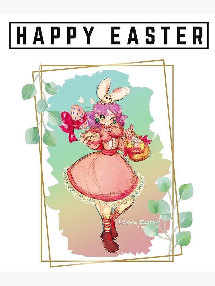 "Happy Easter Anime Girl " Poster for Sale by Theanimebubble | Redbubble
