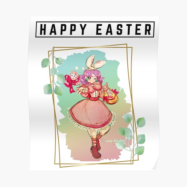 "Happy Easter Anime Girl " Poster for Sale by Theanimebubble | Redbubble