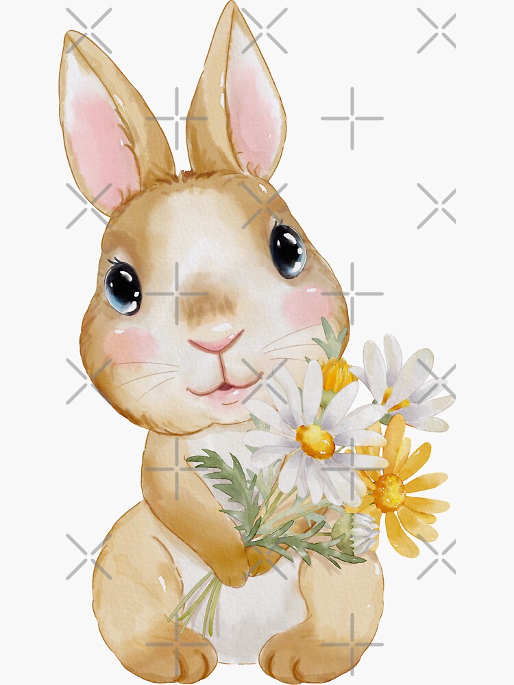 "Happy Rabbit" Sticker by rurudesign | Redbubble