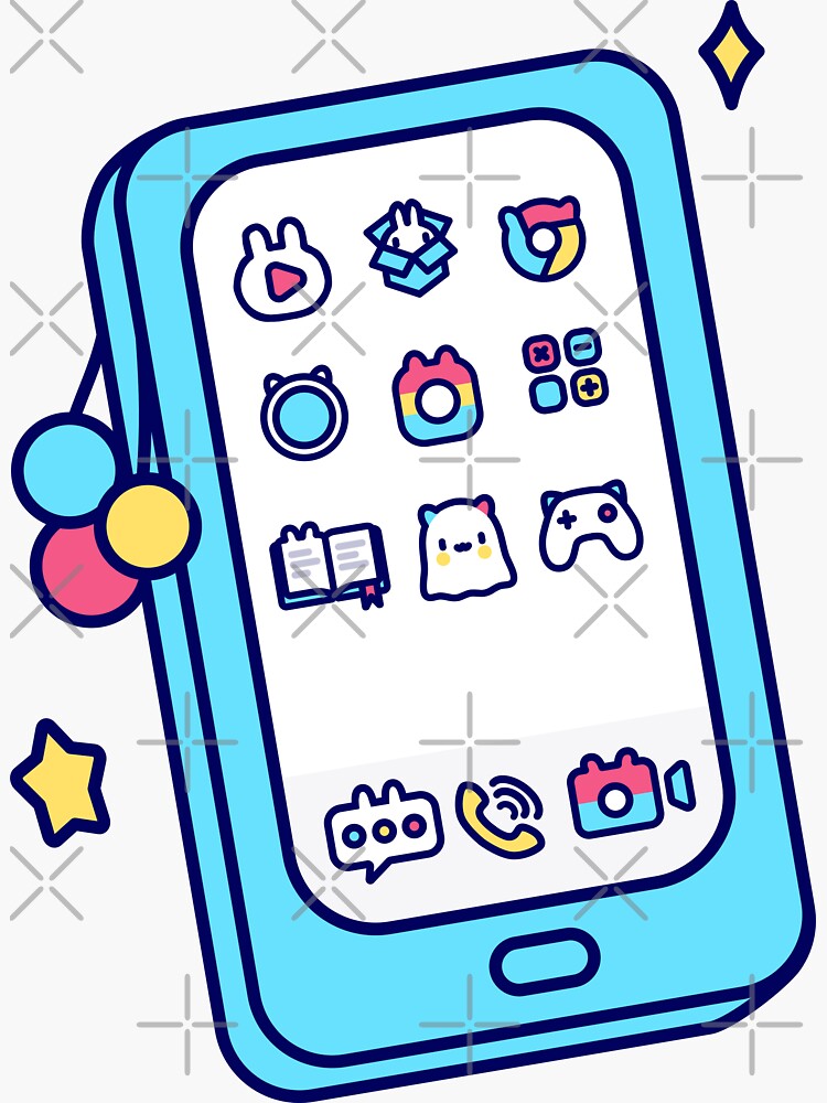 "Cute Phone with Colorful Icons" Sticker by MAXbunny | Redbubble