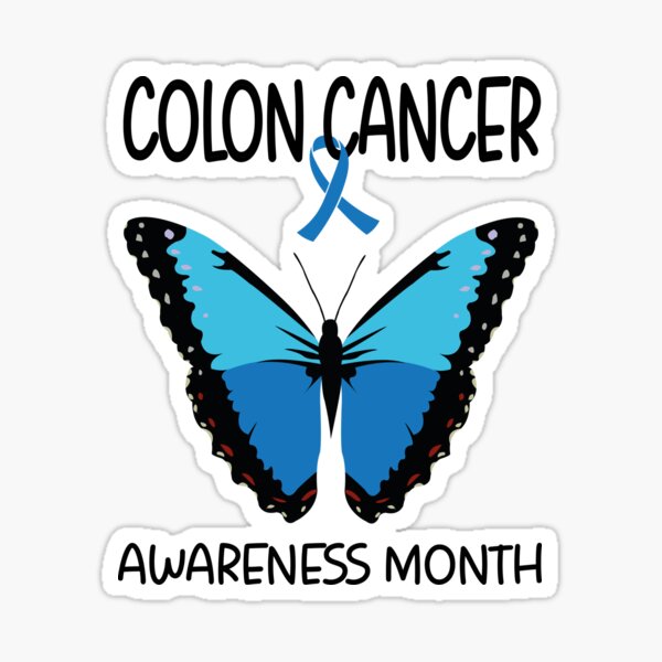"Colon Cancer Awareness Month Blue Ribbon" Sticker for Sale by ...