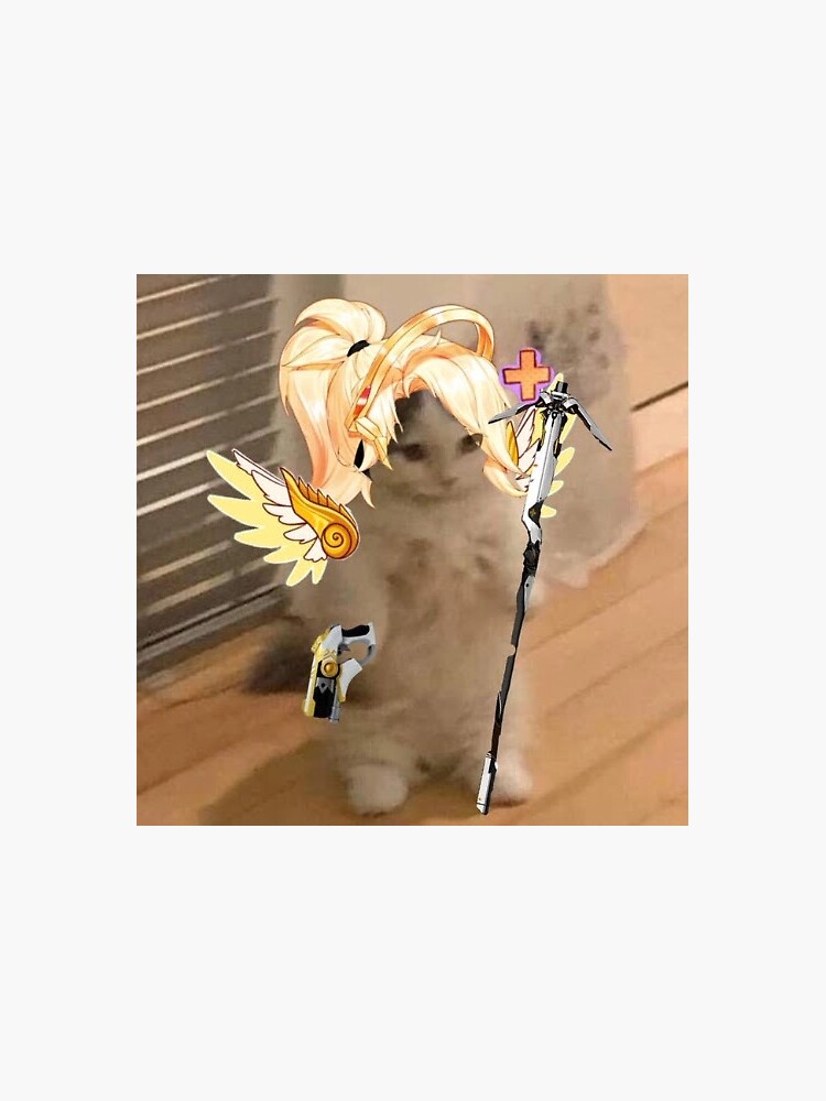 "Mercy Cat Sticker" Sticker for Sale by Imnxthoney | Redbubble