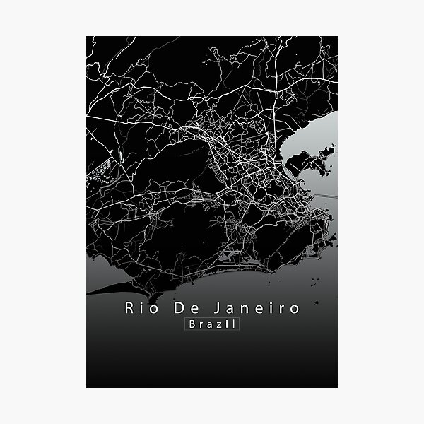 Lámina fotográfica «Mapa de la ciudad de Río de Janeiro Brasil oscuro ...