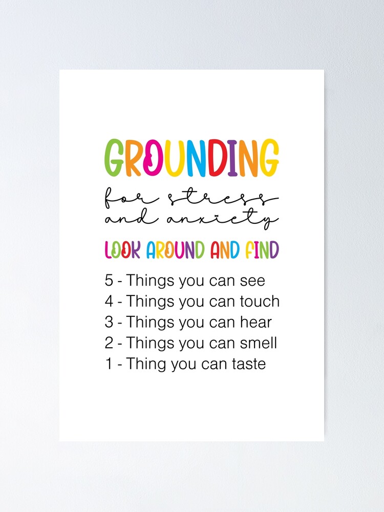 Póster «5, 4, 3, 2, 1 Conexión a tierra para el estrés y la ansiedad ...