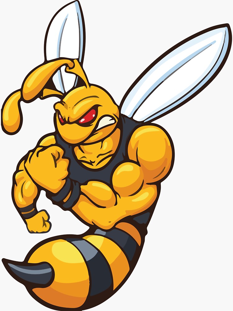 "Angry shredded hornet mascot" Sticker for Sale by Bonobofy | Redbubble