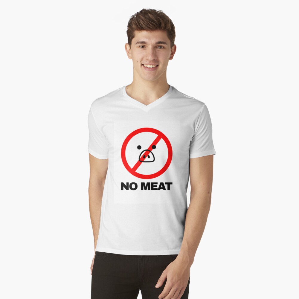 "No meat, meatless, meat free, no bacon and vegan symbol" Sticker for ...