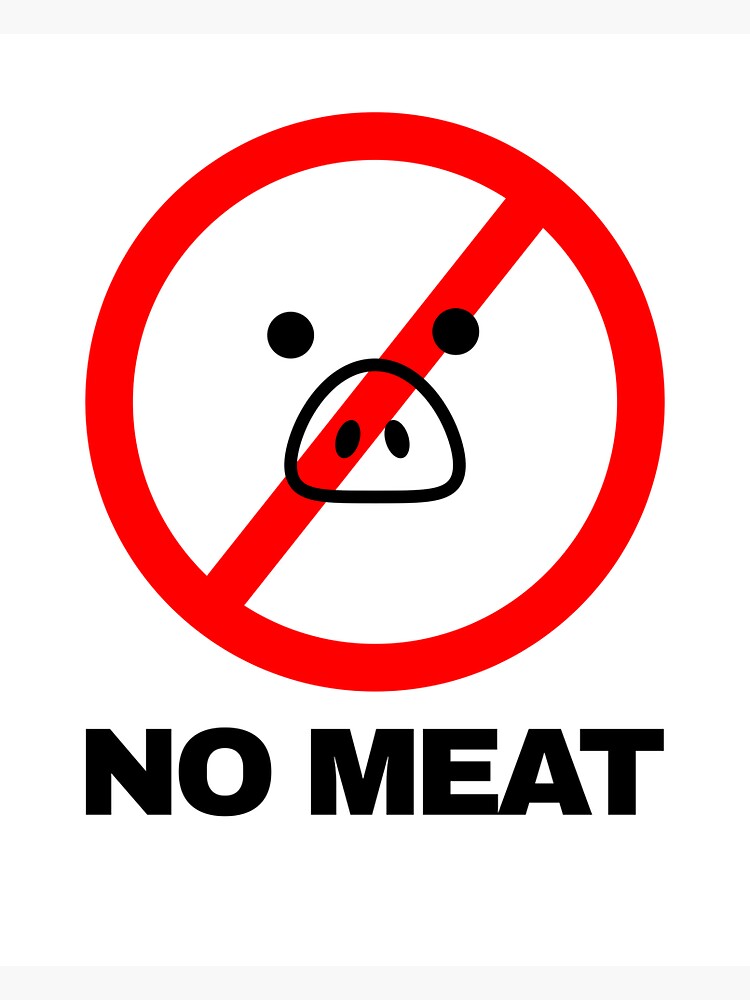 "No meat, meatless, meat free, no bacon and vegan symbol" Sticker for ...