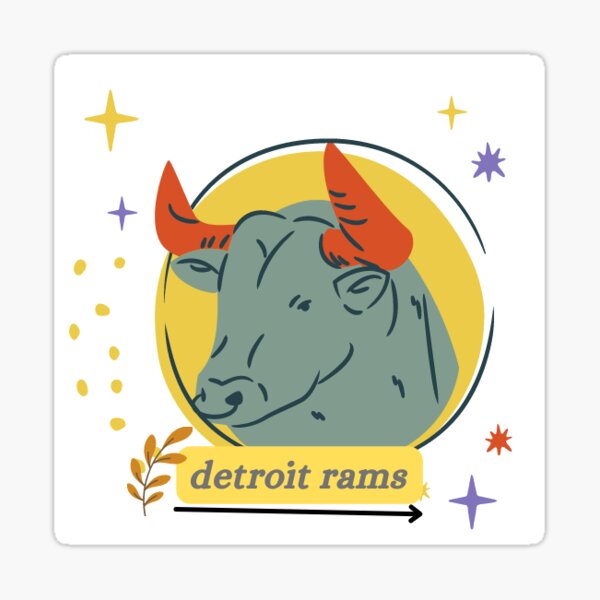 "the great detroit rams" Sticker by Love-and-peace | Redbubble