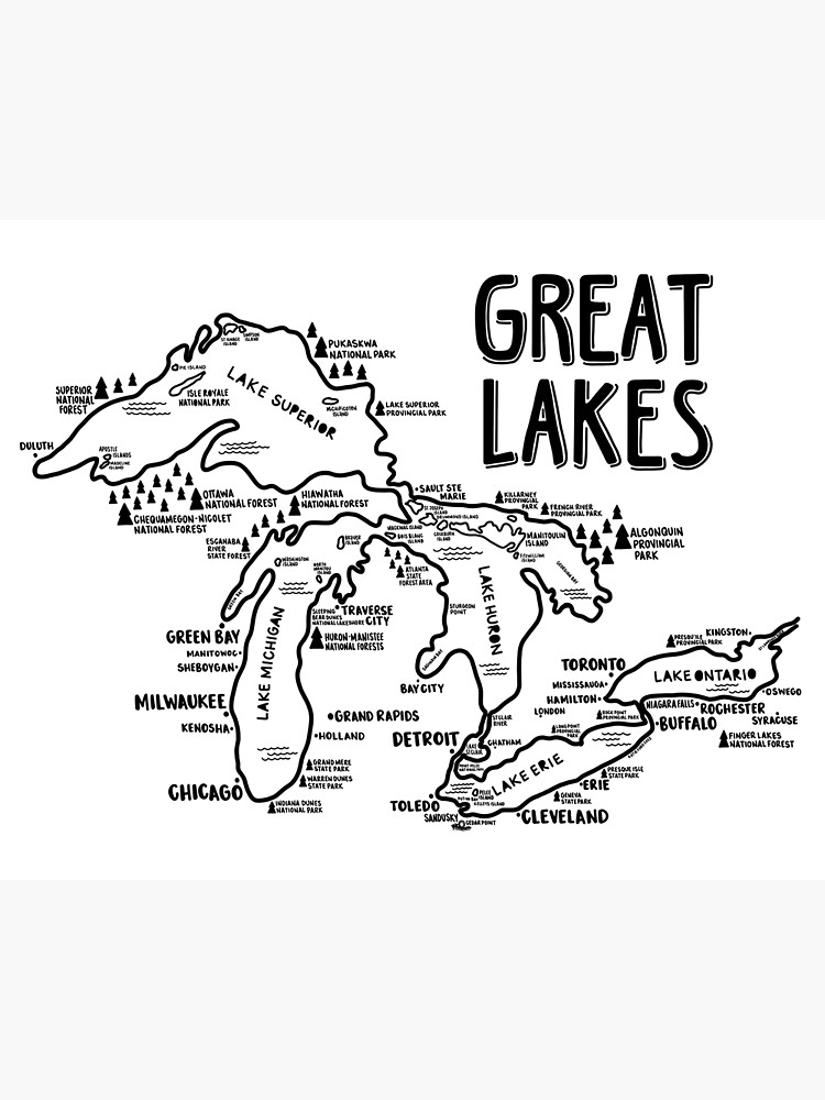 "Great Lakes Map " Poster for Sale by fiberandgloss | Redbubble