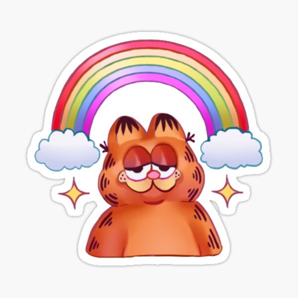 "Rainbow Garfield " Sticker for Sale by Maozwuhunk | Redbubble