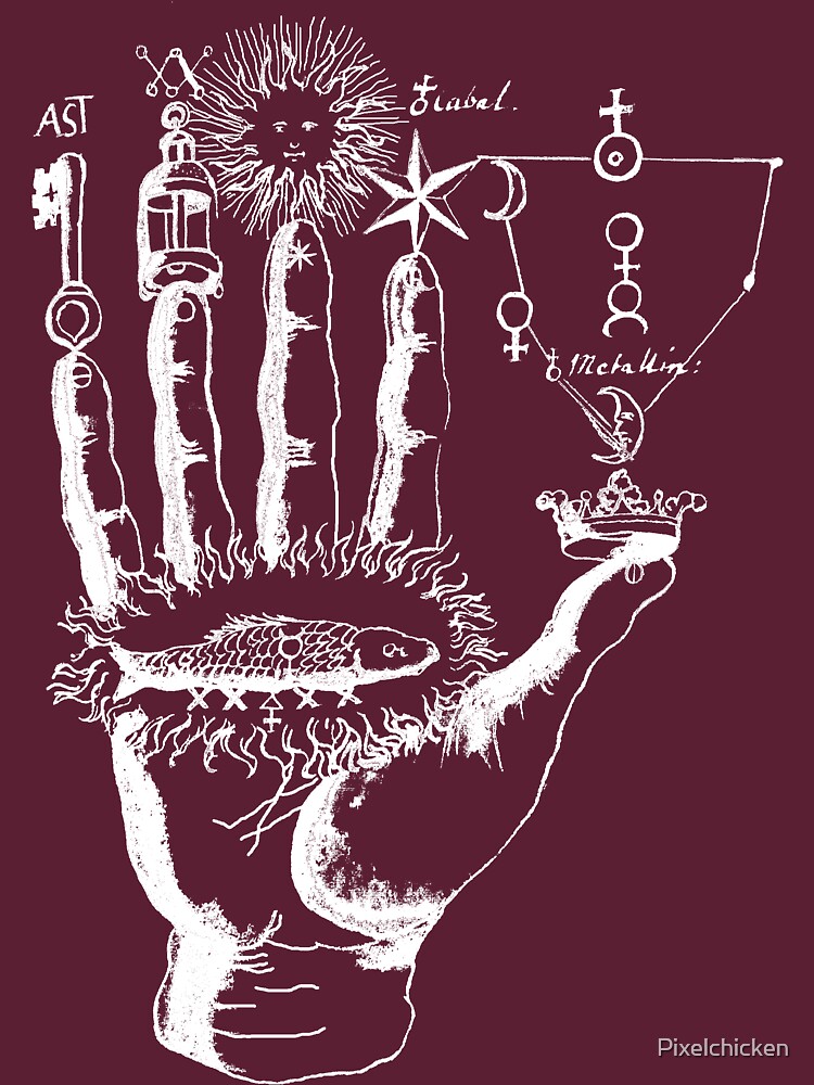 "Renaissance Alchemy Hand with Symbols" T-shirt for Sale by ...