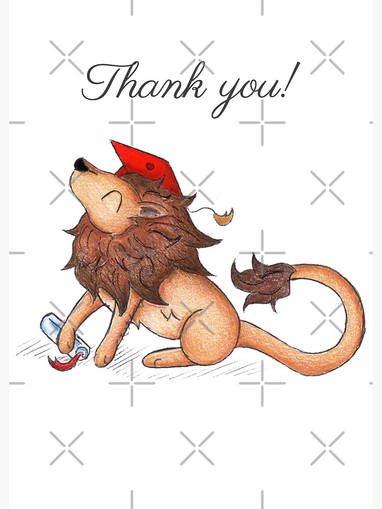 "Lion Grad (Thank You Card)" Sticker by KOKeefeArt | Redbubble
