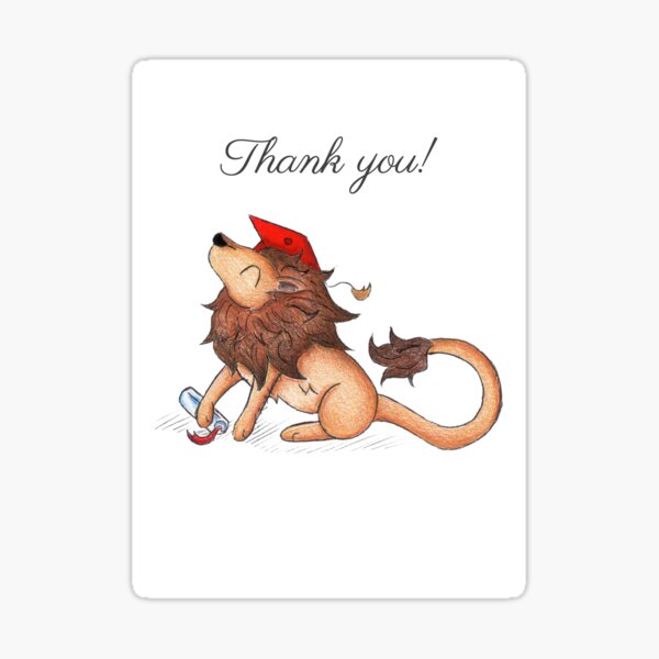 "Lion Grad (Thank You Card)" Sticker by KOKeefeArt | Redbubble