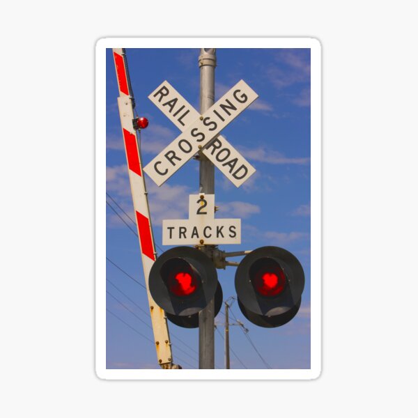 "Trains - Railroad Crossing" Sticker by Buckwhite | Redbubble
