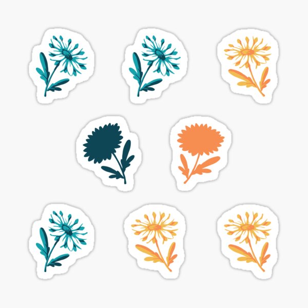 "Night Daisy Flower Garden Art Pattern" Sticker by FlinArt | Redbubble