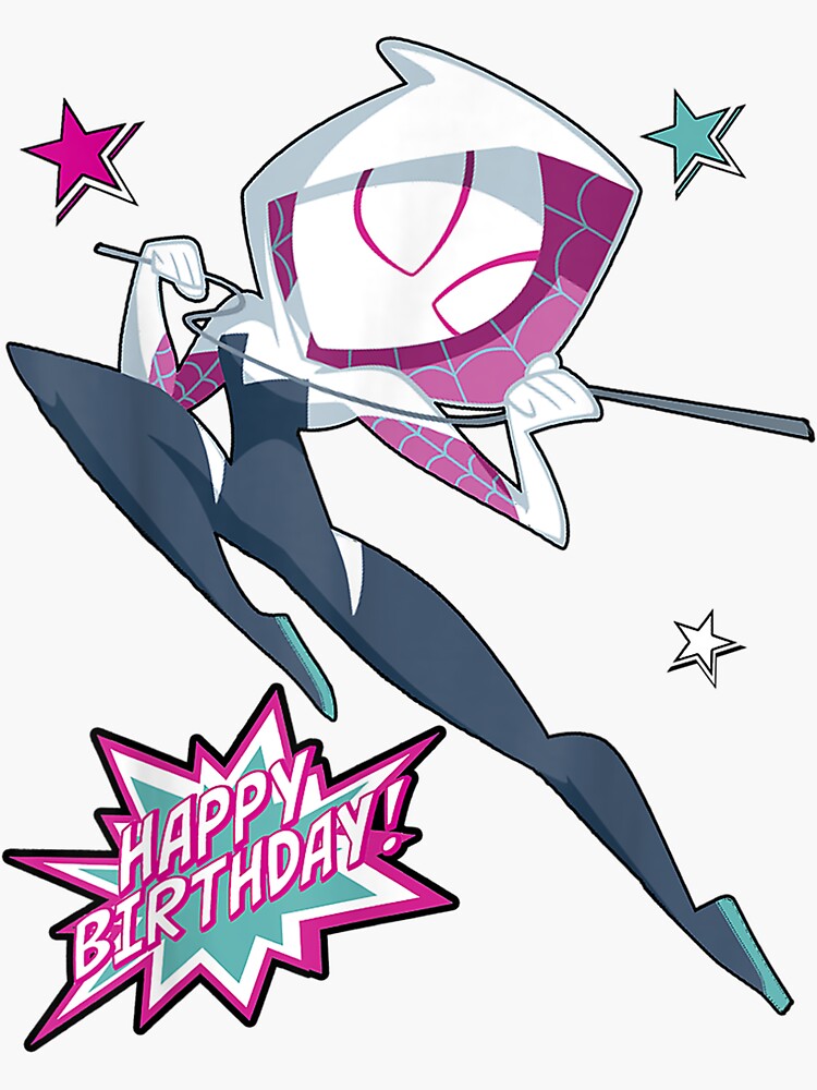 "Spider-Gwen Happy Birthday Portrait T-Shirt" Sticker for Sale by ...