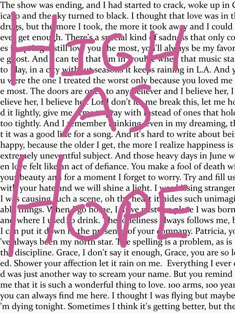 "High as Hope Pop " Sticker by SeenInMoviesZ | Redbubble