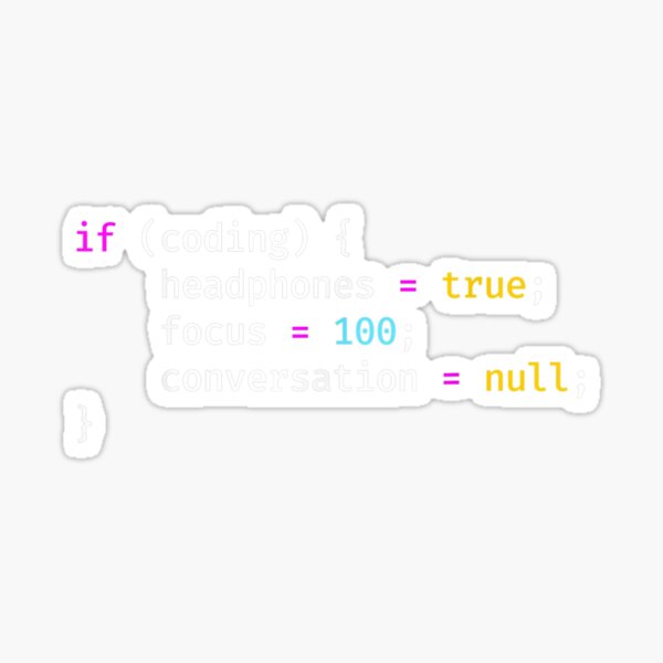Funny Joke Programming If Coding Headphones Focus Sticker By Amyxacree Redbubble