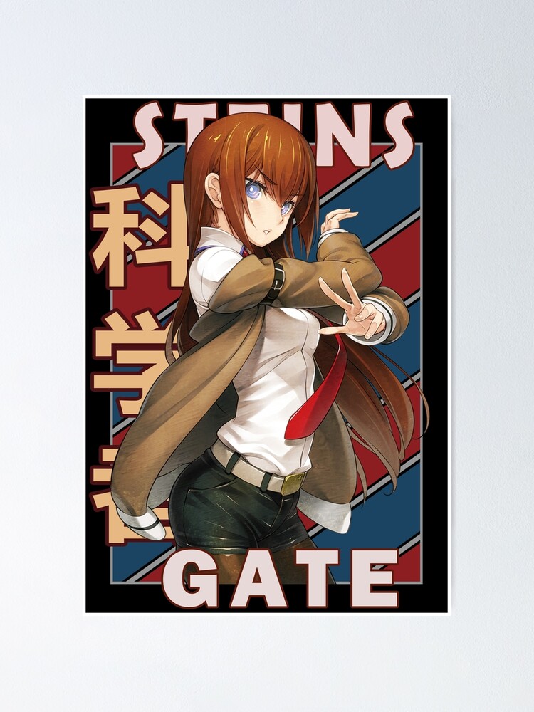 "Kurisu Makise Steins Gate Shutainzu Geto Retro Blue Red Design" Poster ...