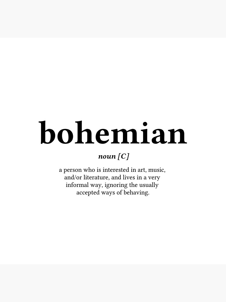 "Bohemian Word Definition - Center Black Text" Art Print for Sale by ...