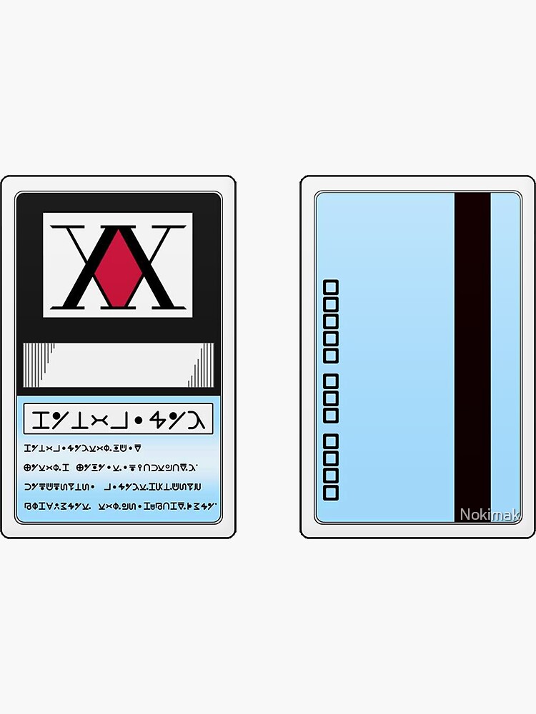 "Hunter × Hunter Licence card" Sticker by Nokimak | Redbubble
