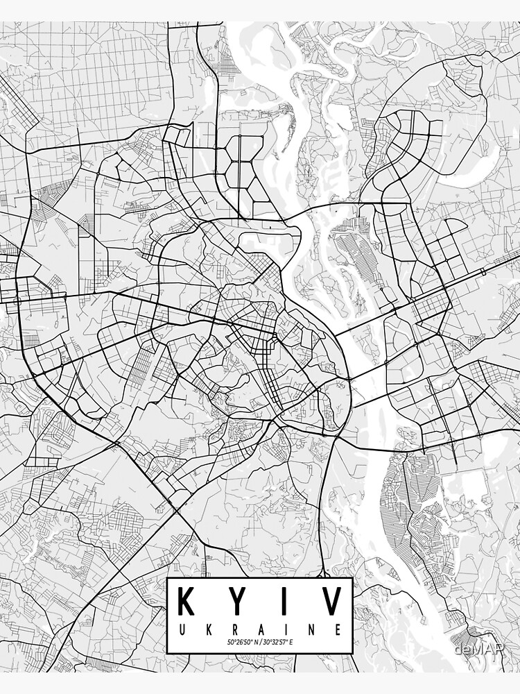 "Kyiv City Map of Ukraine - Light" Art Print by deMAP | Redbubble