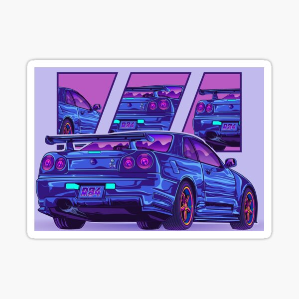 "Skyline Gtr R34 sport minimalist" Sticker by Ilhamqrov | Redbubble