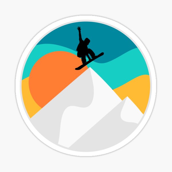 "Cool Vintage Retro Snowboarding" Sticker by mschubbybunny | Redbubble