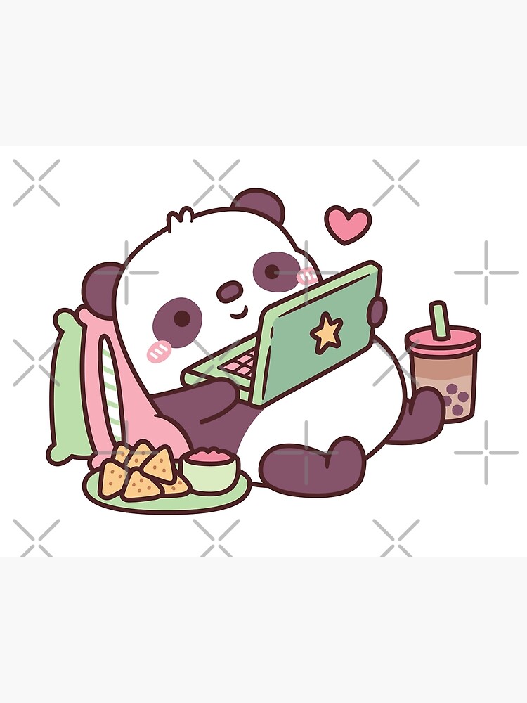 Póster for Sale con la obra «Cute Panda Chillin con chips de anime y té ...