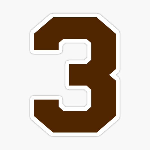 "Number 3, Brown three, Sports number 3" Sticker for Sale by ...