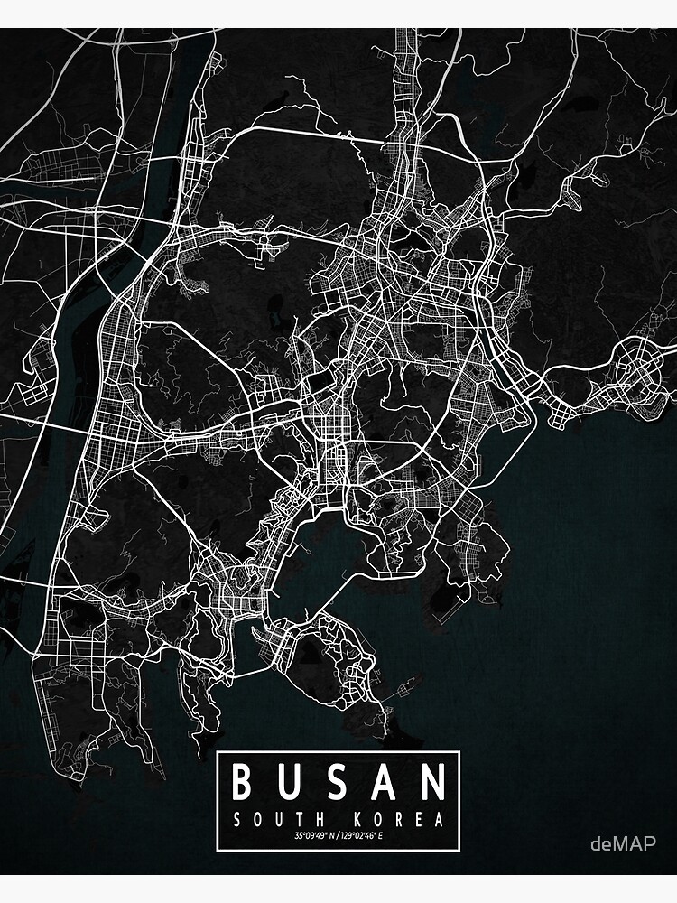 "Busan City Map of South Korea - Dark" Poster by deMAP | Redbubble