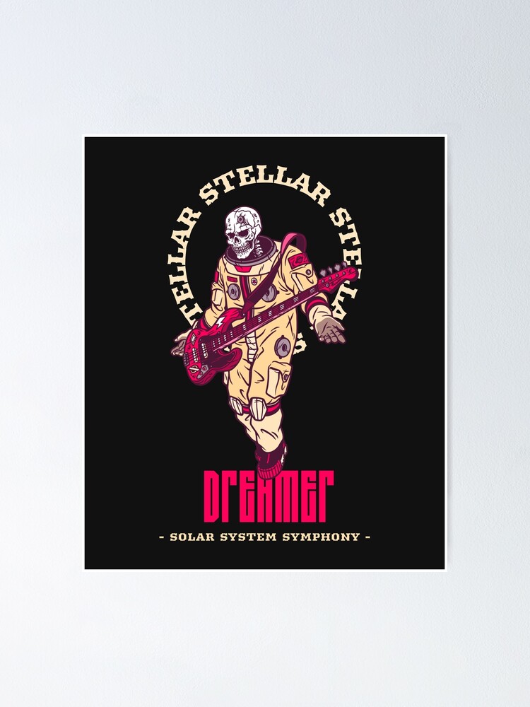 "skeleton-astronaut playing bass guitar" Poster for Sale by deluxis ...