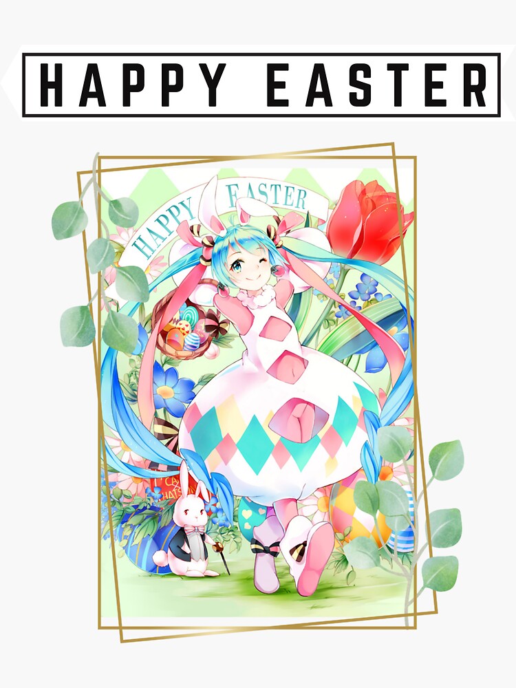 "Happy Easter Anime Girl " Sticker for Sale by Theanimebubble | Redbubble