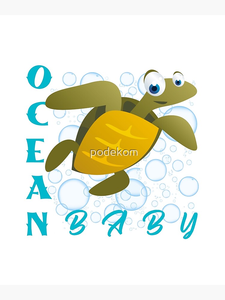 "Ocean Baby Fish and Bubble, Cute Turtle Cartoon" Poster for Sale by ...