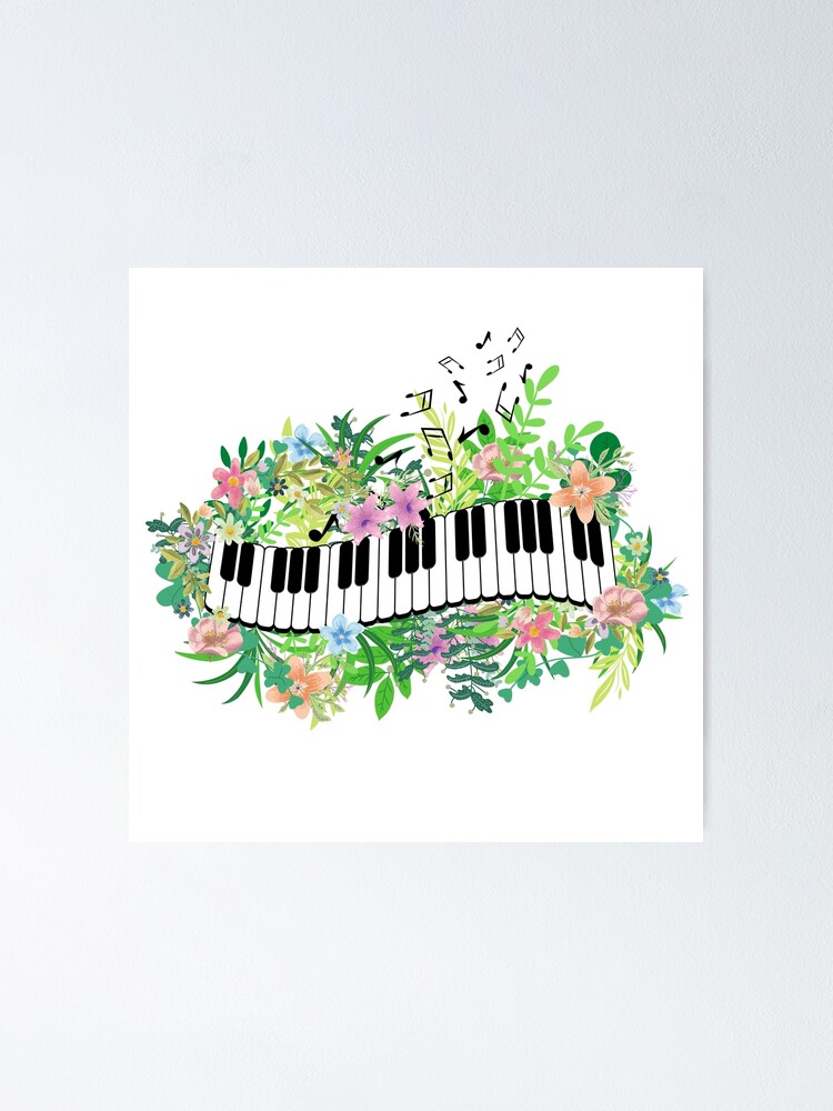 "Piano Keys With Plants And Flowers" Poster for Sale by TheGreenMental ...