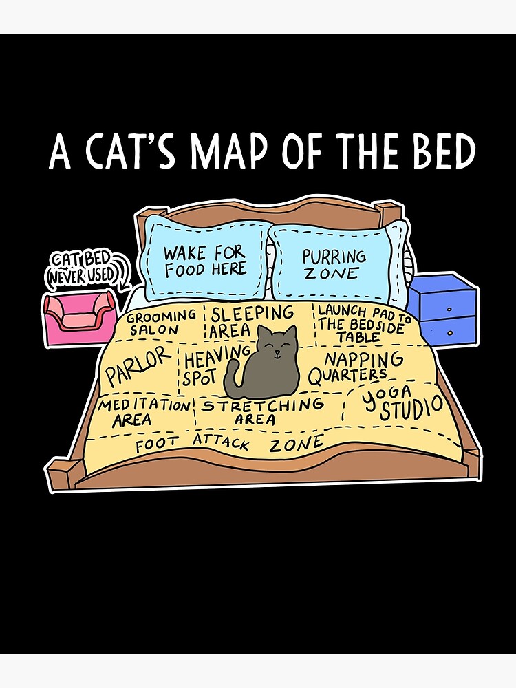 "Cats Map of the Bed Funny Cat gift for Cat owner" Poster for Sale by ...