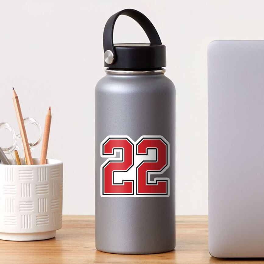 "Sports Number 22, red black color lucky sport twenty two" Sticker by ...