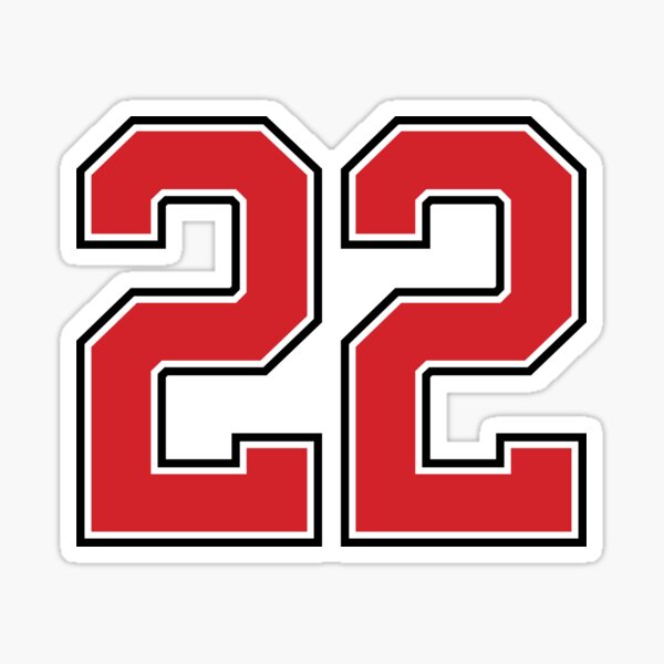 "Sports Number 22, red black color lucky sport twenty two" Sticker by ...