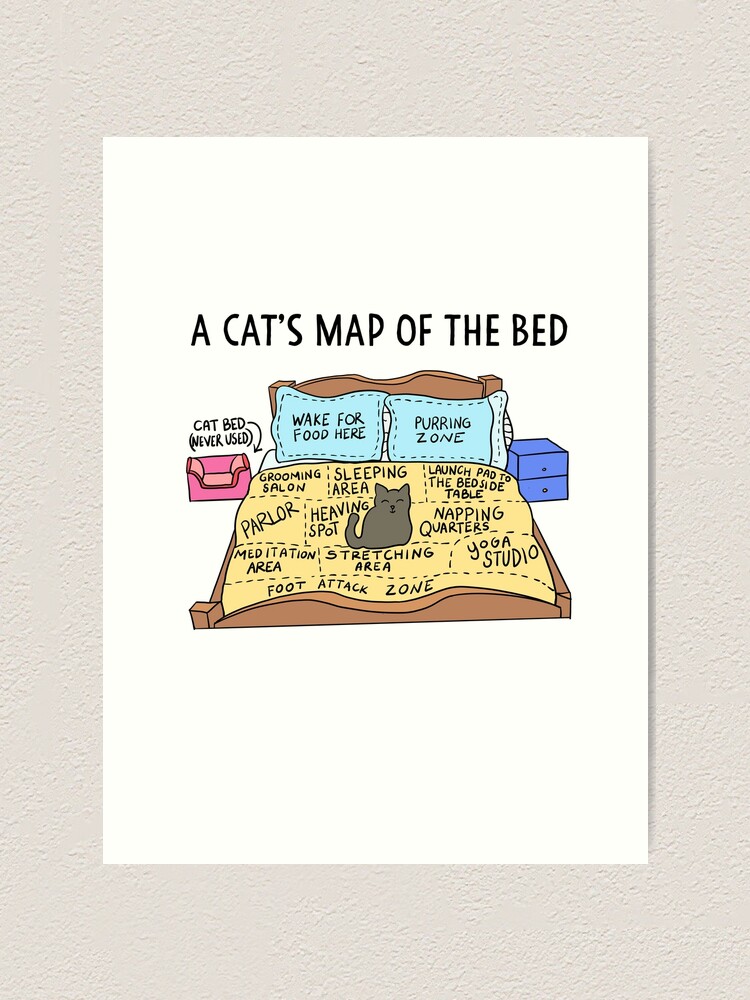 "Cats Map of the Bed Funny Cat gift for Cat owner" Art Print for Sale ...