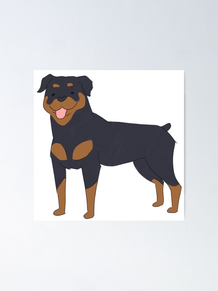 "Rottweiler dog cute cartoon illustration " Poster for Sale by ...