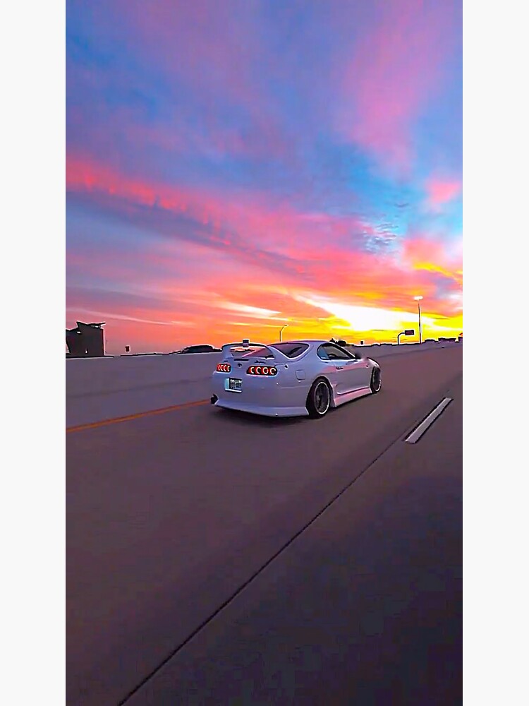 "White Toyota Supra Amazing Background Sunset" Sticker by CleanStocks ...