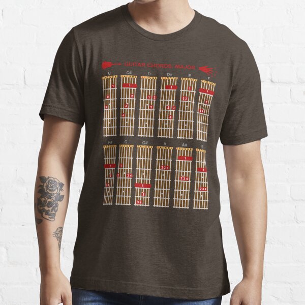 "Guitar chords (Major) EADGBE finger positions chart" T-shirt for Sale ...