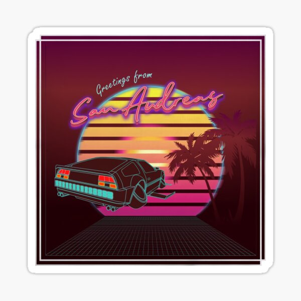 "Greetings from San Andreas" Sticker by DERRTSA | Redbubble